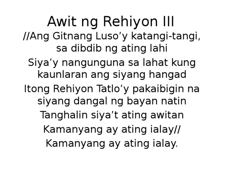 Awit NG Rehiyon III | PDF