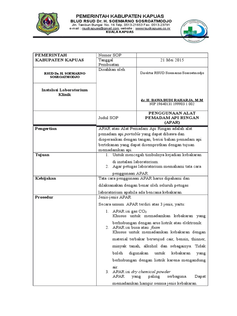 Sop Alat Pemadam API Ringan (Apar) | PDF