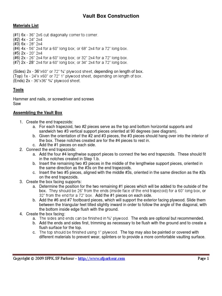 Vault Box Construction by SFParkour | PDF | Nature