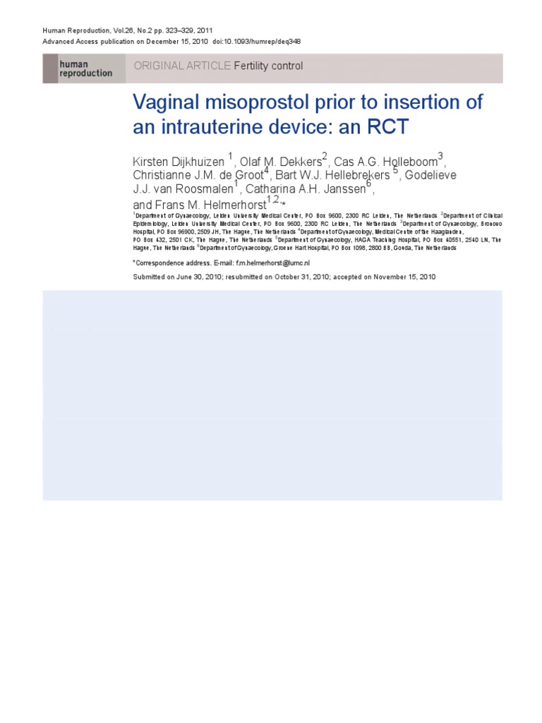 Vaginal Misoprostol Prior To Insertion of An Intrauterine Device: An ...