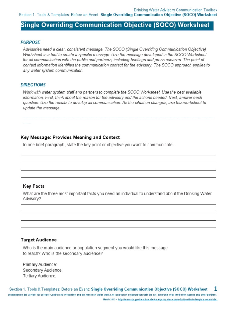 Single Overriding Comm Objective Worksheet | PDF