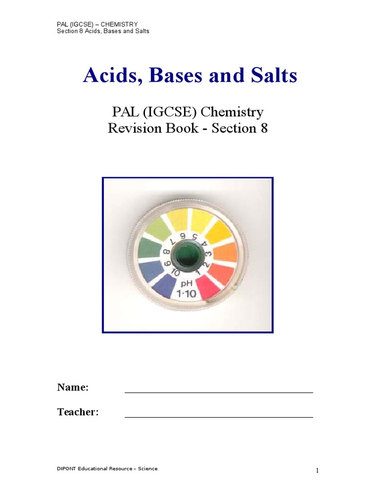 Section 8 - Acids, Bases and Salts | PDF | Acid | Ph
