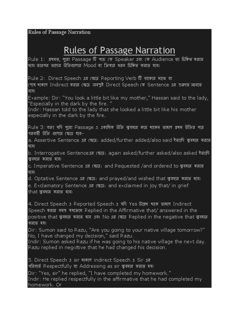 Rules of Passage Narration | PDF | Morphology | Linguistic Morphology