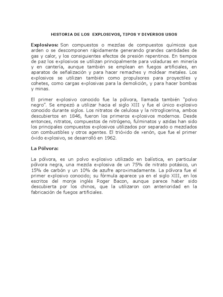 Historia de La Pólvora | PDF | Pólvora | Material explosivo