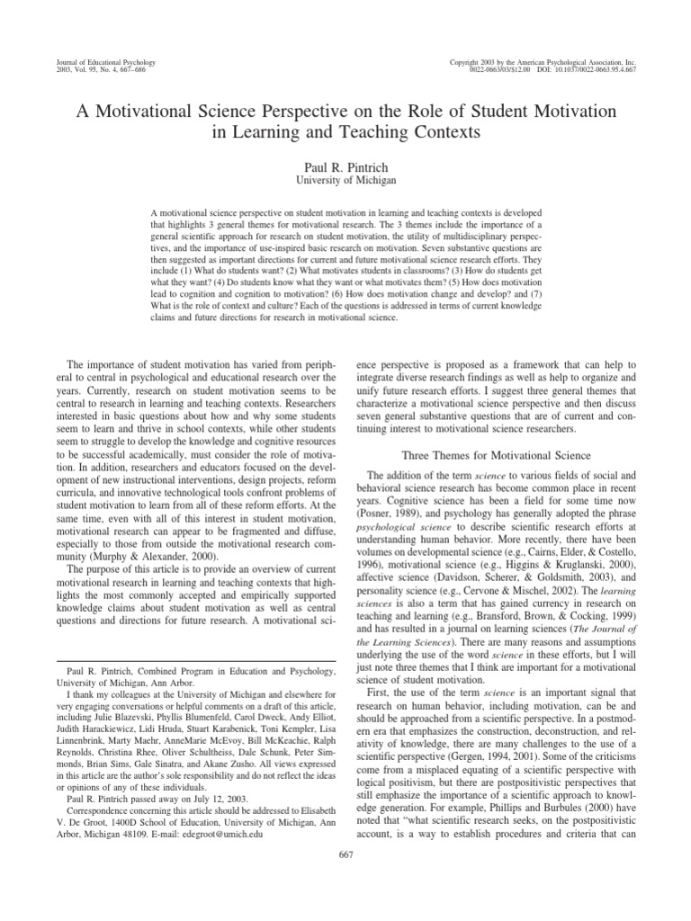 Student Motivation Pdf Pdf Motivation Motivational