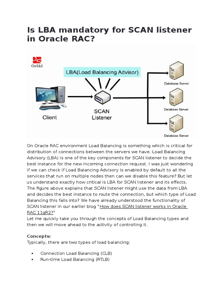Is LBA Mandatory For SCAN Listener in Oracle RAC? | PDF | Load ...