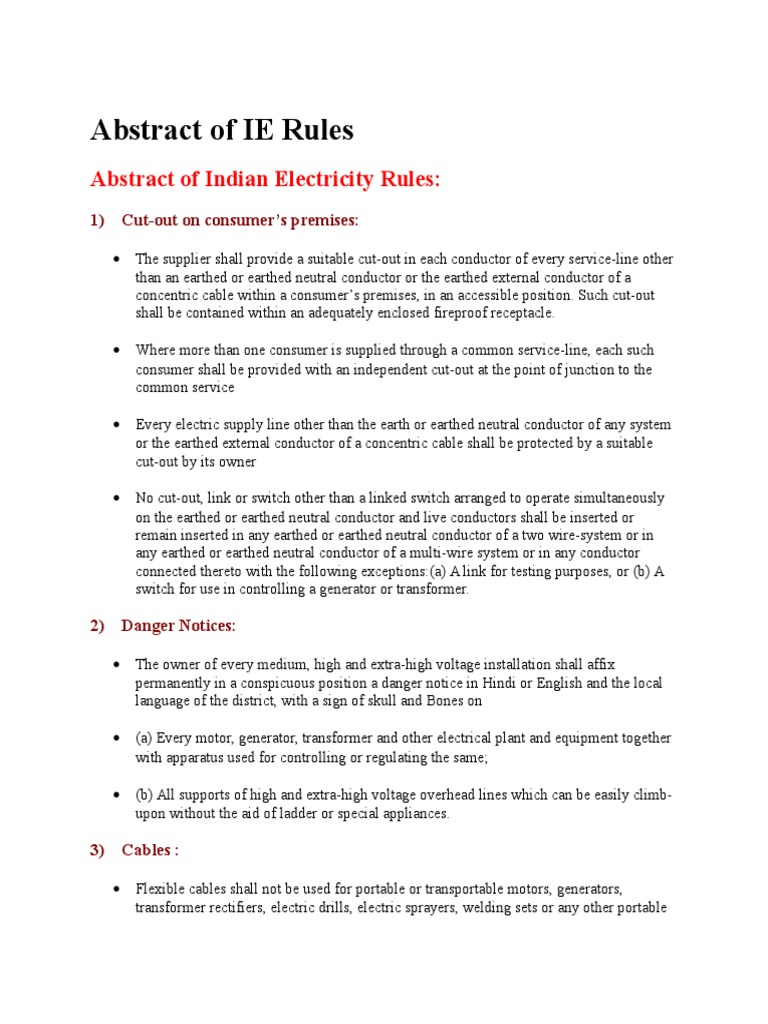 Abstract of IE Rules | PDF | Electrical Substation | Transformer