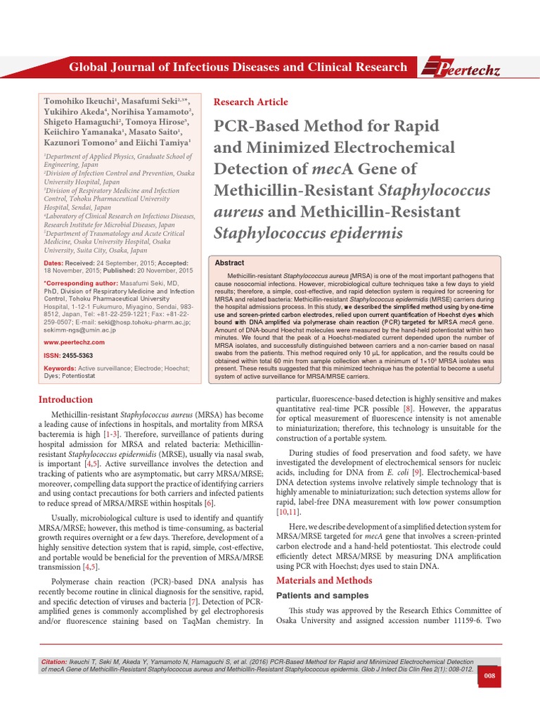 Pcr-Based Method For Rapid and Minimized Electrochemical Detection of Meca Gene of Methicillin ...