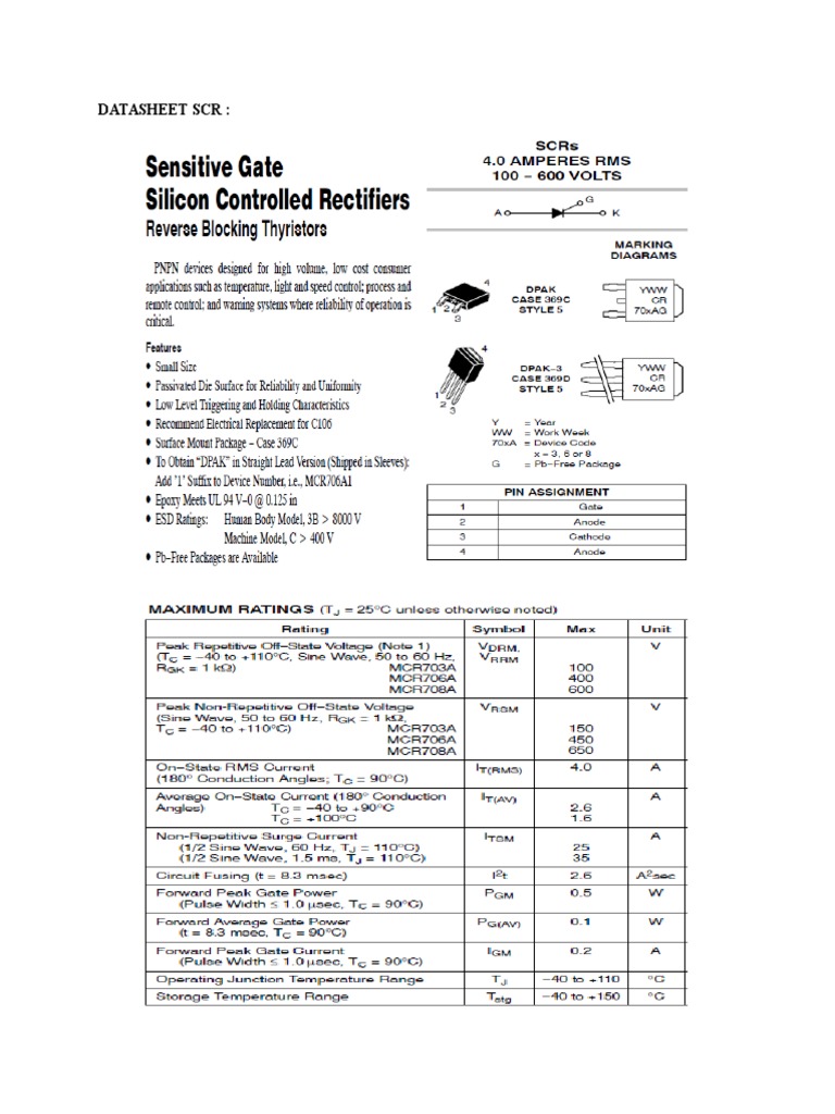 Datasheet SCR | PDF