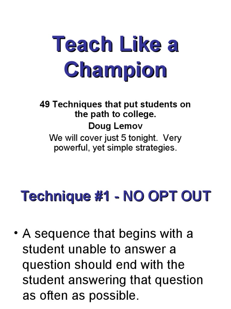 Teach Like A Champion | PDF