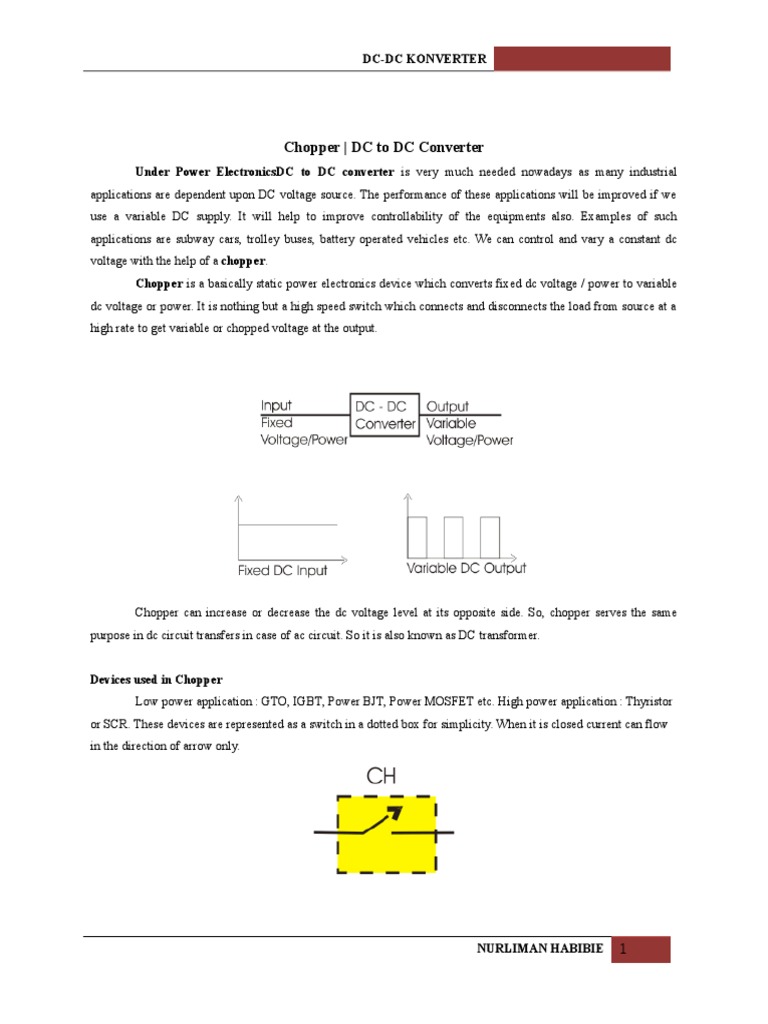 Chopper - DC To DC Converter | PDF | Power Inverter | Power Electronics