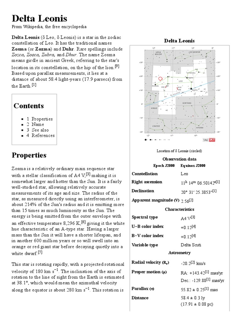 Delta Leonis | PDF | Stars | Astronomy
