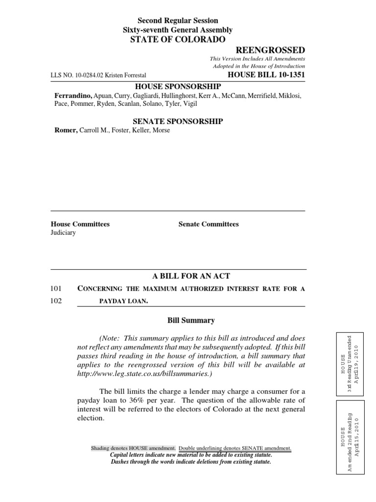 State of Colorado: Second Regular Session Sixty-Seventh General ...