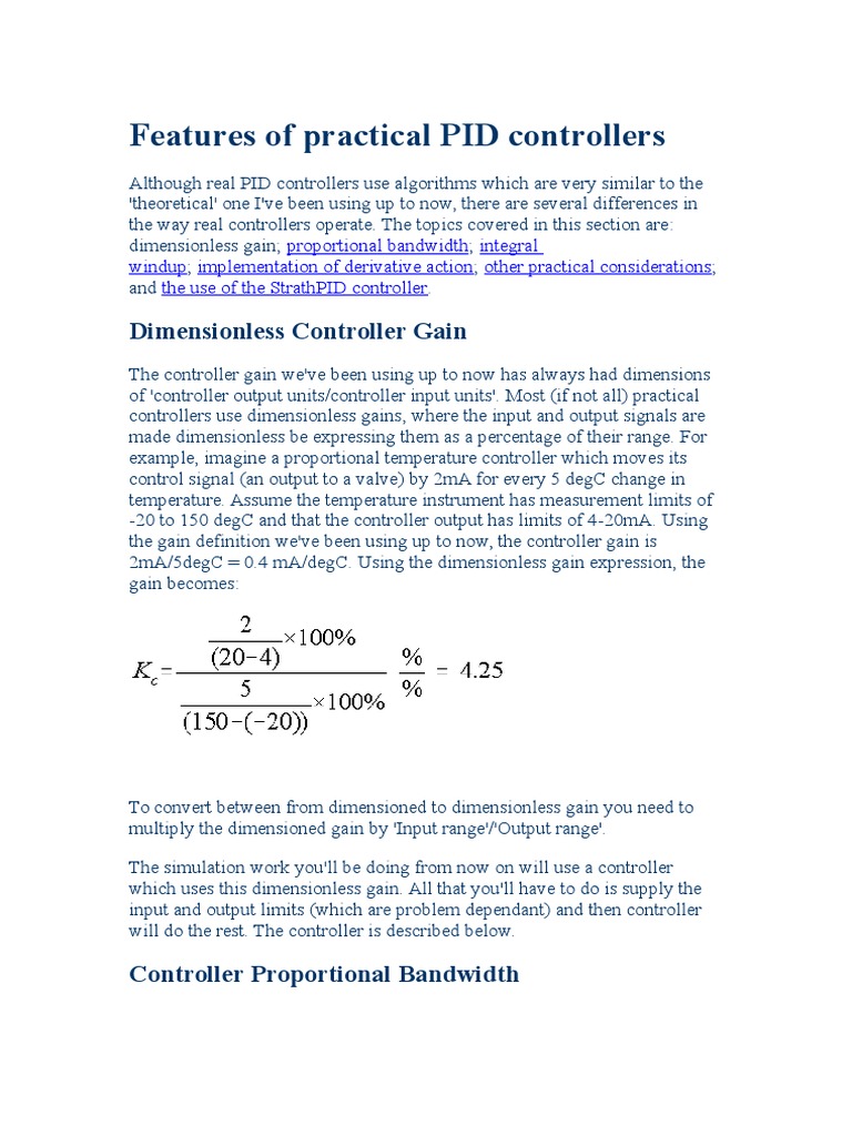 Features of Practical PID Controllers | PDF | Derivative | Filter (Signal Processing)