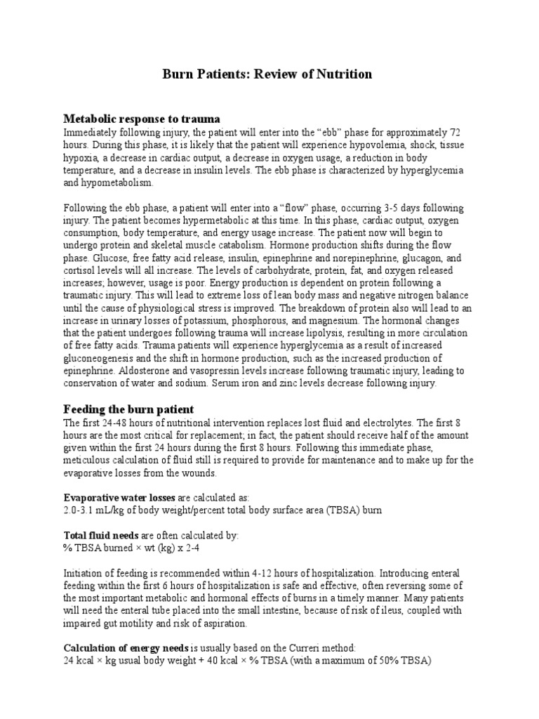 Nutrition Strategies for Burn Patients | PDF | Major Trauma | Food Energy