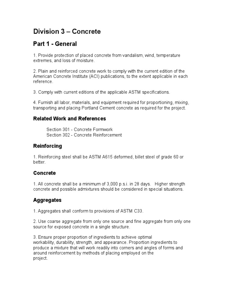 Division 3 Concrete Works | PDF | Concrete | Building