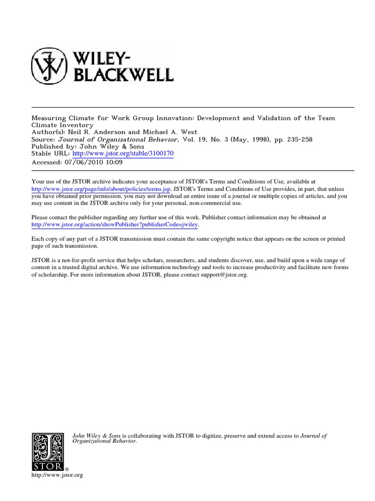 Team Climate Inventory | PDF | Factor Analysis | Psychometrics