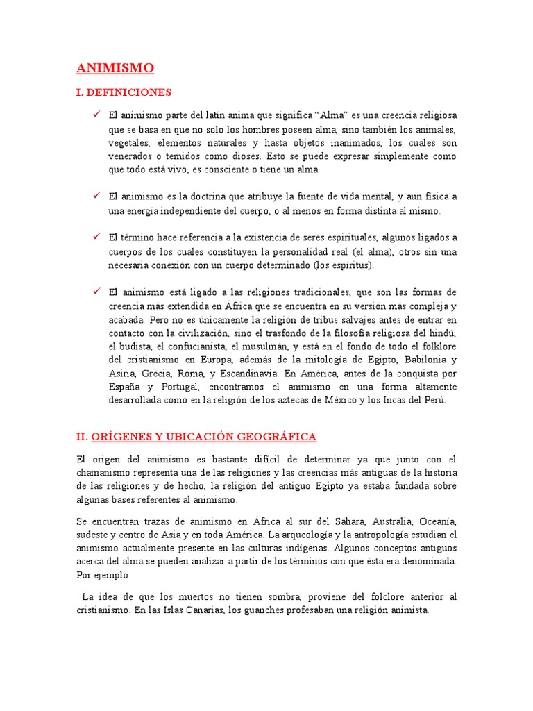 Definición y Creencias del Animismo | PDF | Antropología | Religión y ...