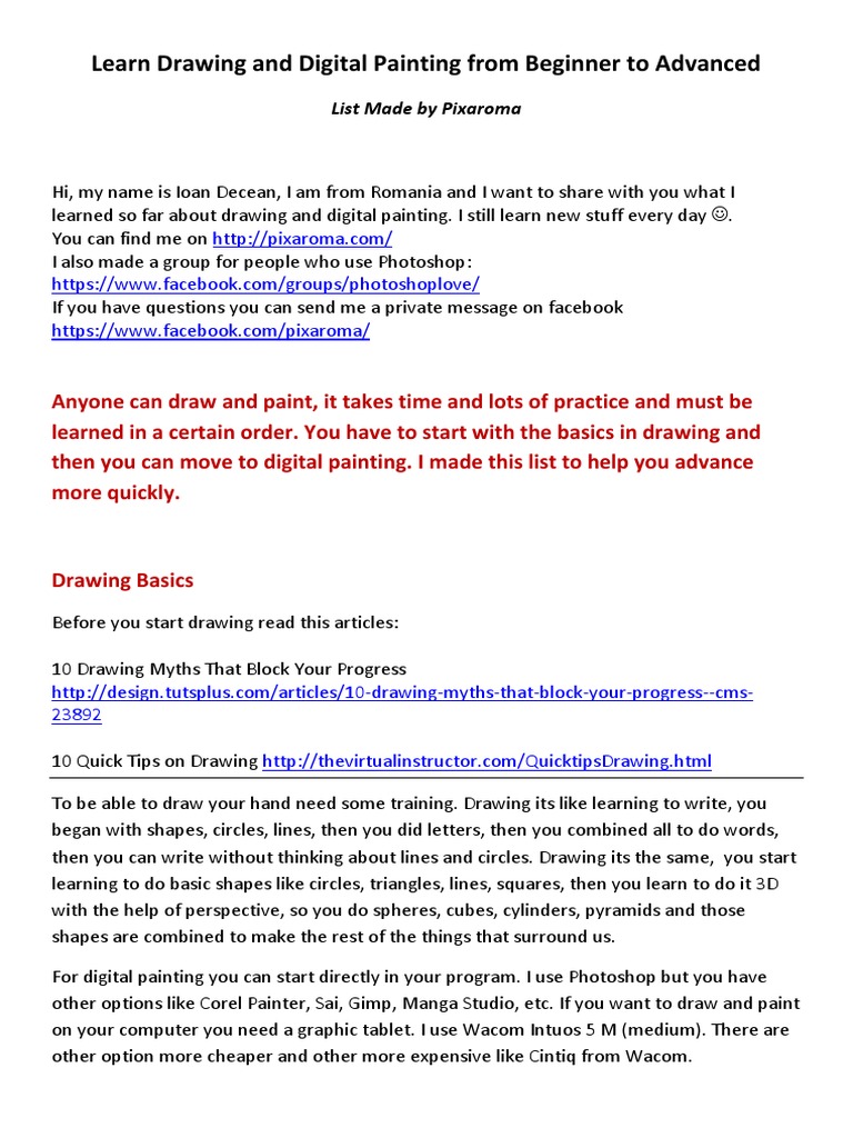 Learn Drawing and Digital Painting From Beginner To Advanced | PDF ...