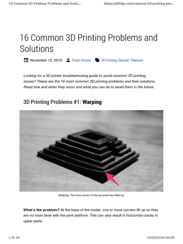 16 Common 3d Printing Problems and Their Solutions 2015.11.12 | PDF | 3 ...