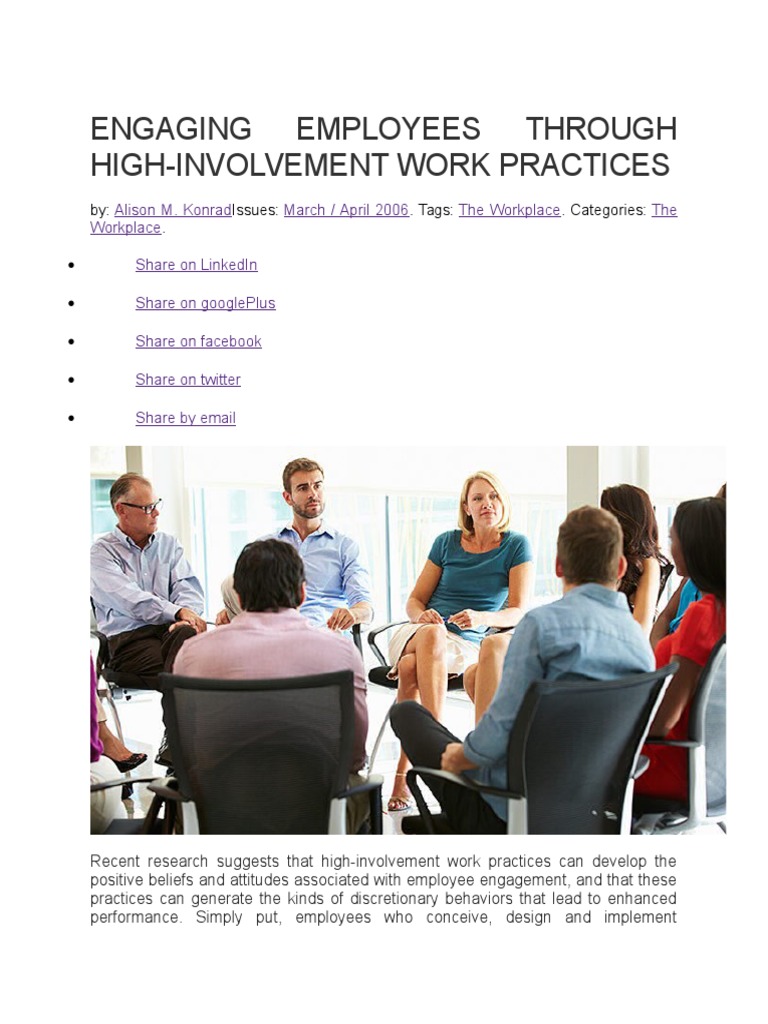 Engaging Employees Through High-Involvement Work Practices | Download Free PDF | Attitude ...