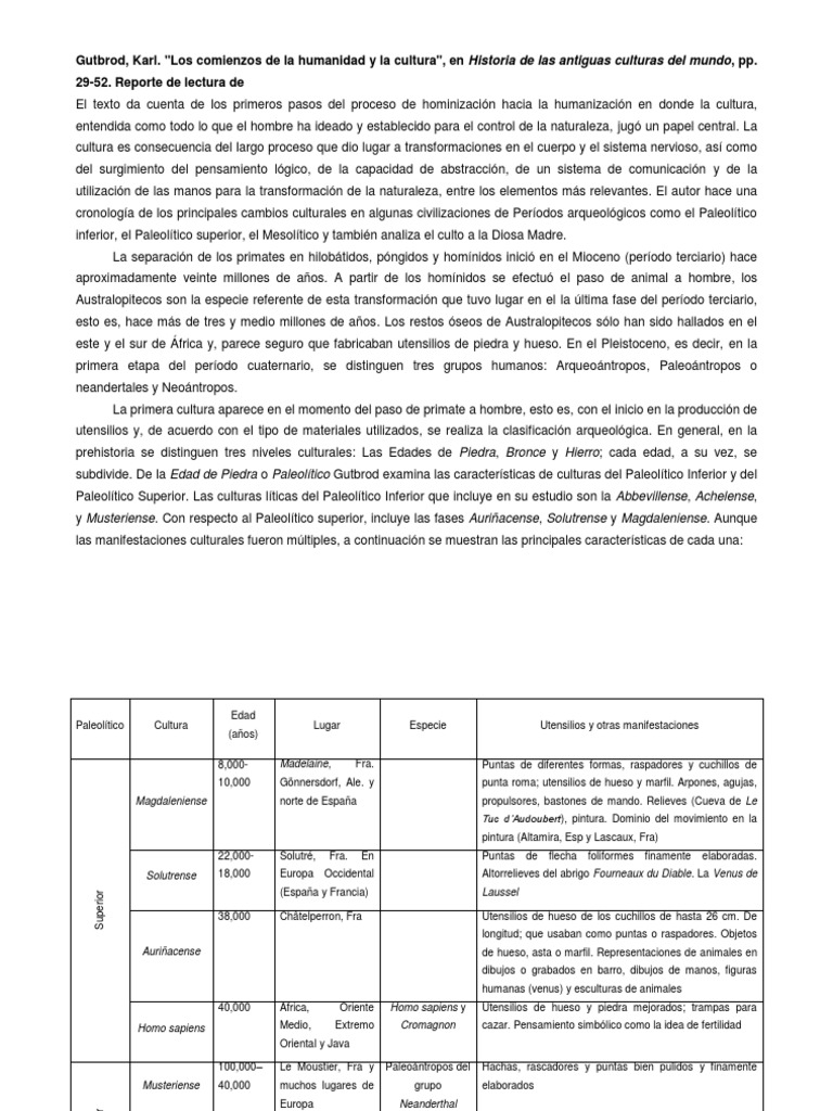 Karl Gutbrod - Los Comienzos de La Humanidad y La Cultura, Pp. 29-52 ...