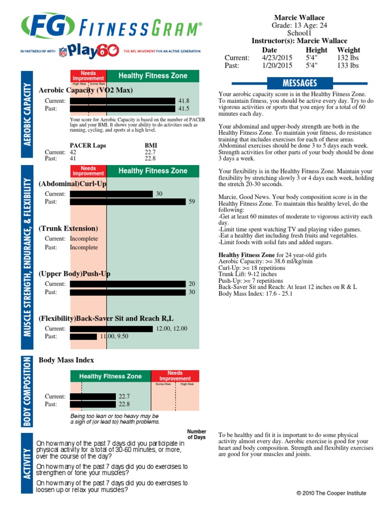 New Fitnessgram Test 1 | PDF | Physical Fitness | Aerobic Exercise