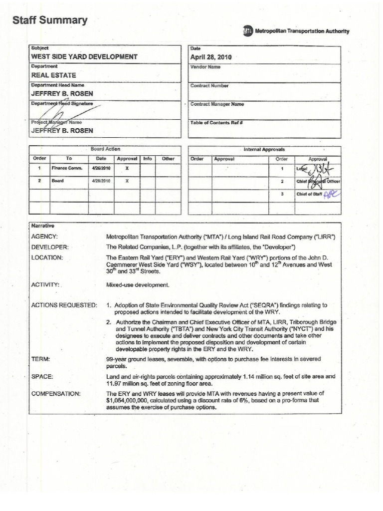Staff Summary 4-26-10 FINAL | PDF | Lease | Guarantee