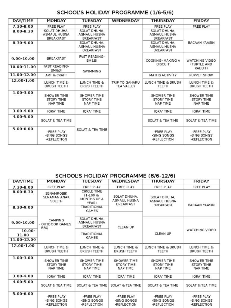 School Holiday Programme 2 | PDF