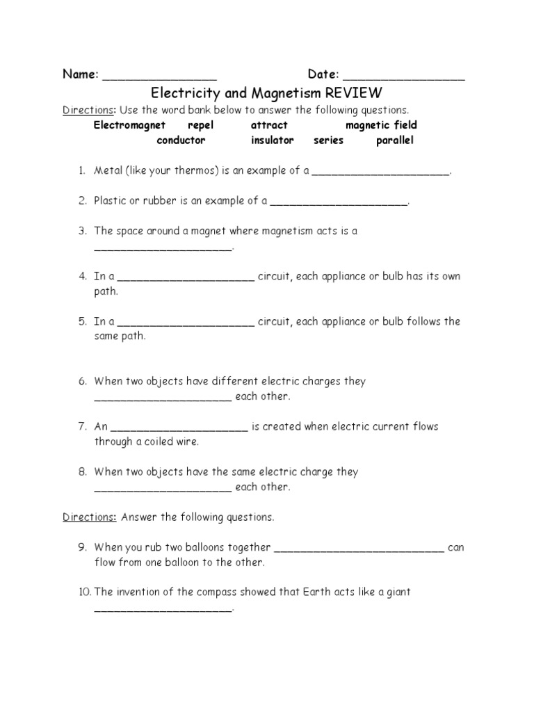 Electricity & Magnetism Review Guide | PDF | Series And Parallel ...