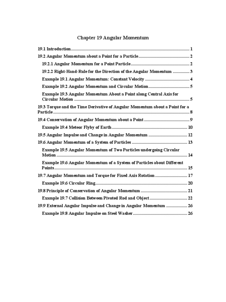 Chapter 19 Angular Momentum | PDF | Angular Momentum | Torque