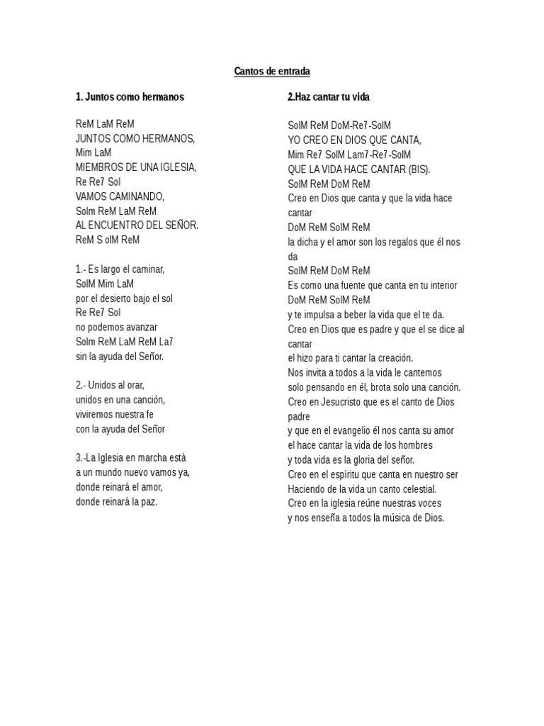 Cantos de Entrada misa | Misa (liturgia) | Oración | Prueba gratuita de 30 días | Scribd