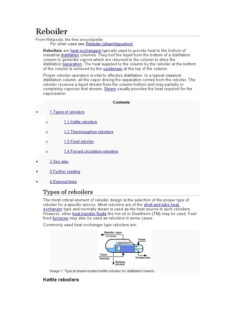 Reboiler: Types of Reboilers | PDF | Engineering Thermodynamics ...