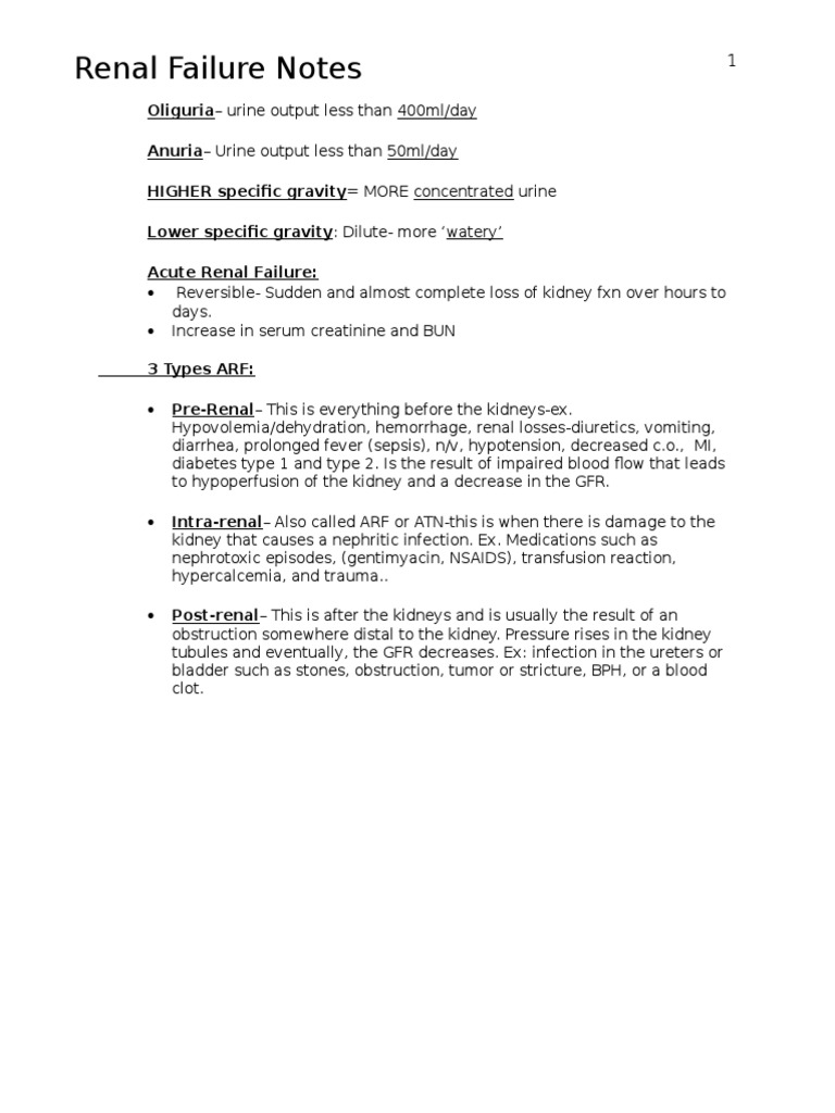 Arf Notes | PDF | Dialysis | Hemodialysis
