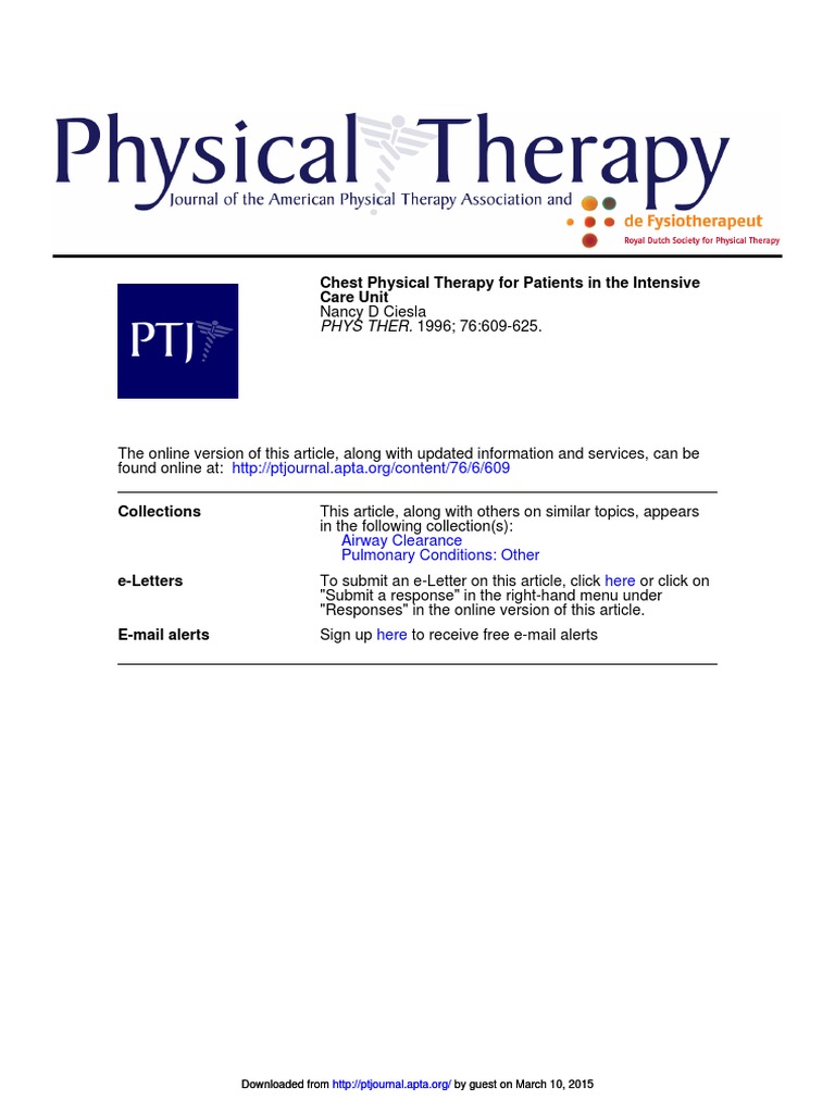 Chest Physical Therapy For Patients in The Intensive Care Unit (APTA ...
