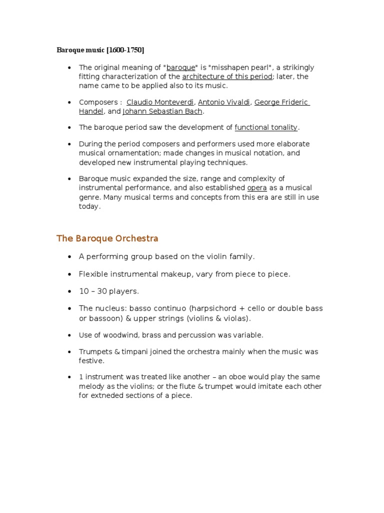 Baroque Period Music | PDF | Baroque Music | Concerto