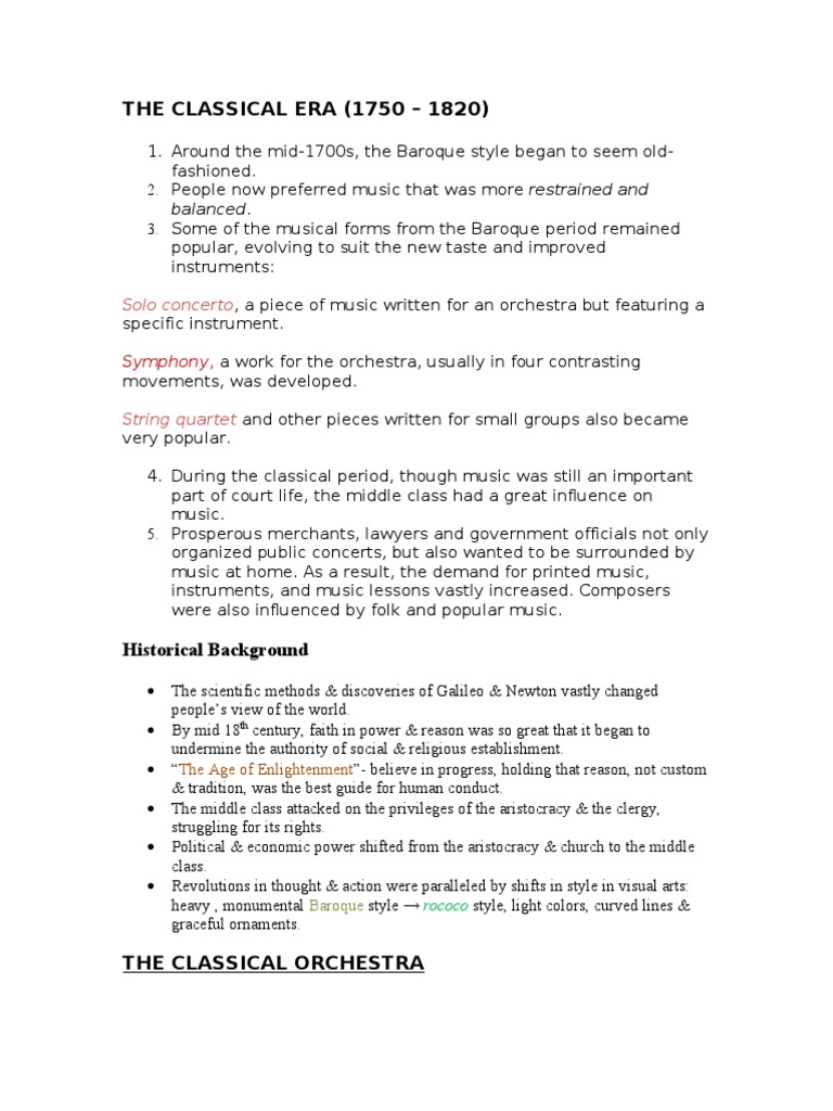 The Classical Era Music | Download Free PDF | Classical Period (Music ...