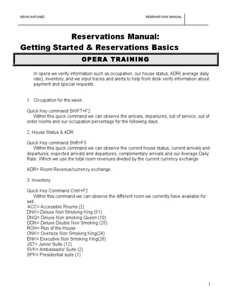 Reservations Manual BIble | PDF | Marriott International | Inventory