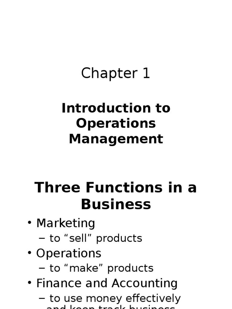CHT 1 Introductions | PDF | Operations Management | Business Process