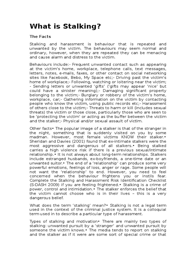 What Is Stalking | PDF | Stalking | Aggression
