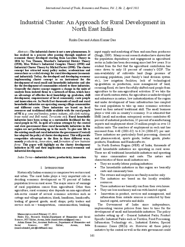 Cluster Development in NE India | PDF | Economic Development | Poverty