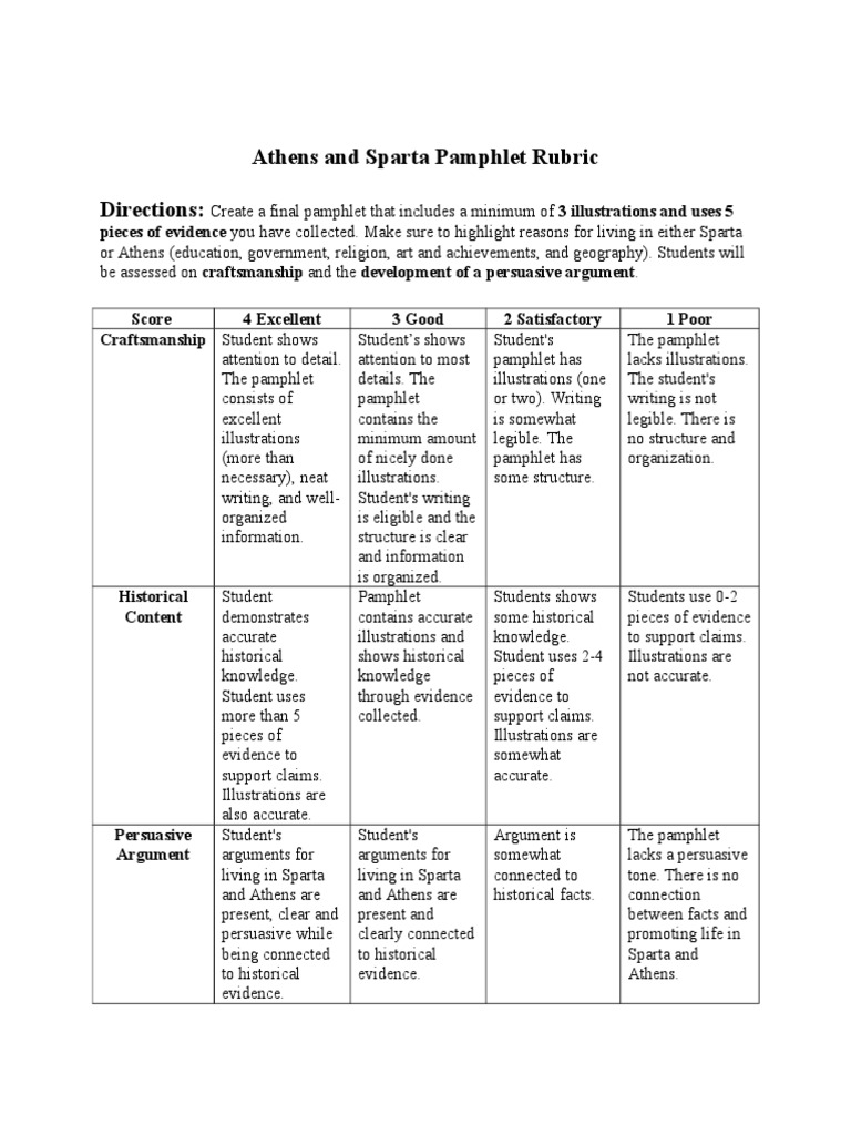 Athens vs. Sparta Pamphlet Guide | PDF | Foreign Language Studies