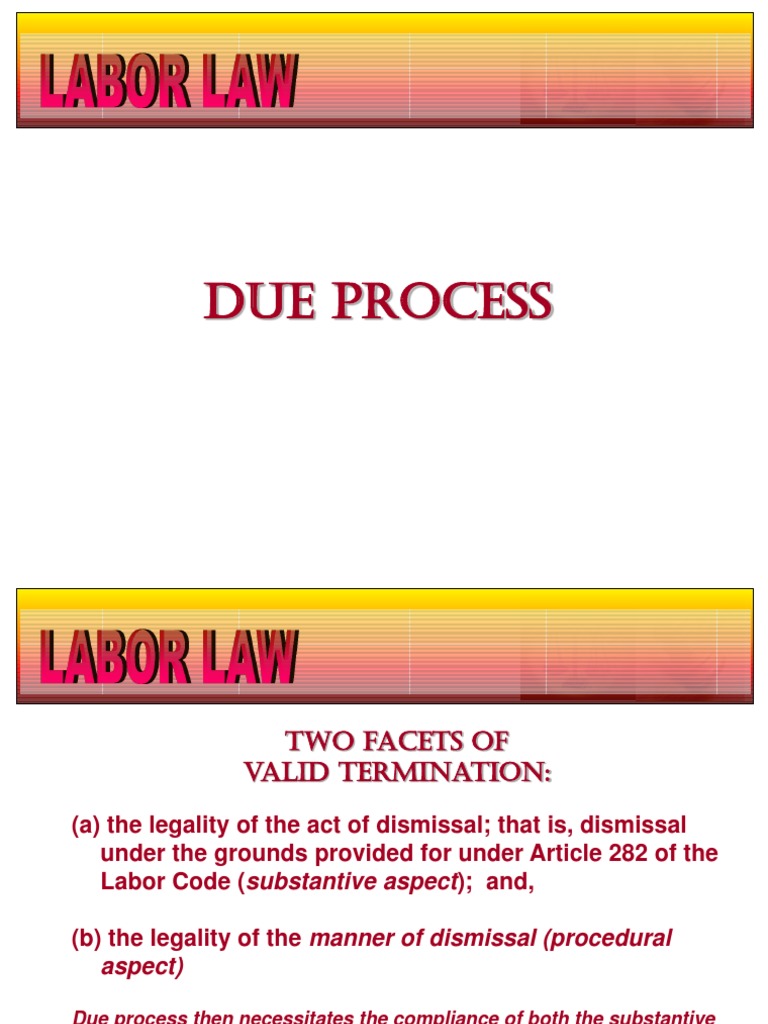Procedural and Substantive Due Process in Employment Termination | PDF ...