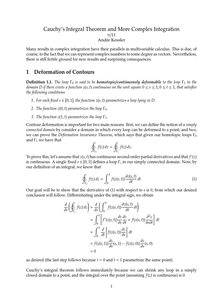Cauchy Integral Theorem | PDF | Integral | Differential Geometry