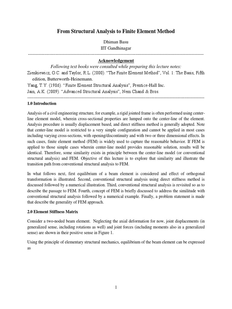 From Structural Analysis To Finite Element Method | PDF | Finite ...