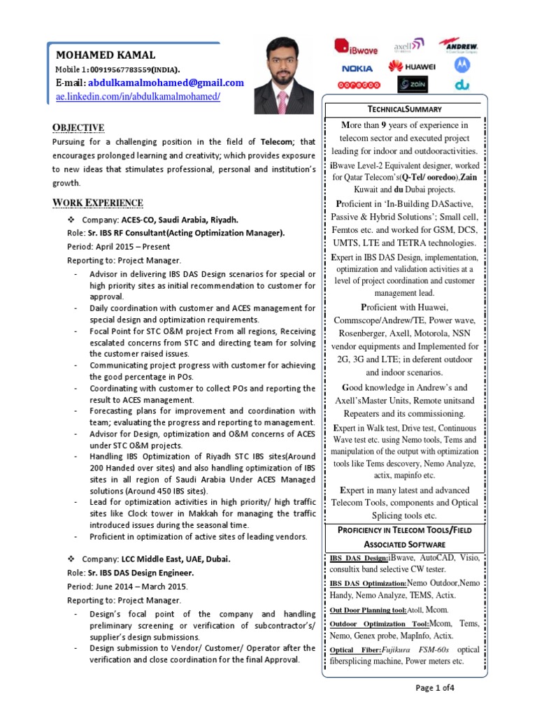 Sr. IBS DAS Consultant Engineer | PDF | Lte (Telecommunication) | Wi Fi