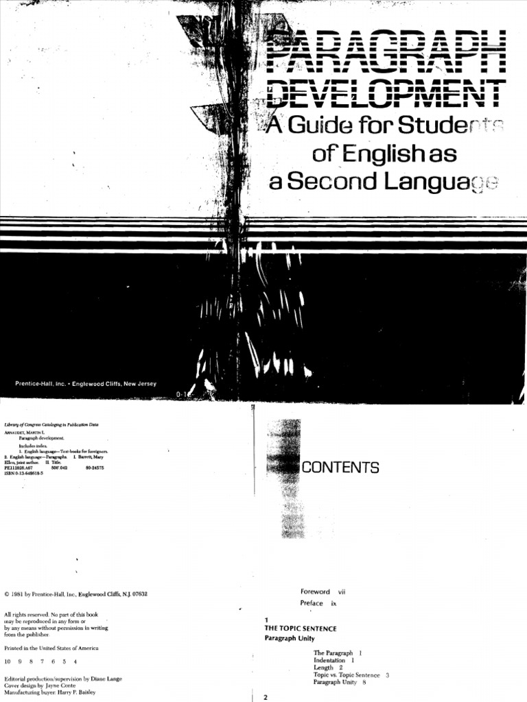 Paragraph Development - A Guide For Students' of English As A Second ...