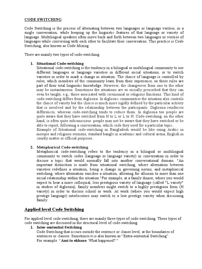 Code Switching & Mixing | PDF | Linguistics | Semiotics