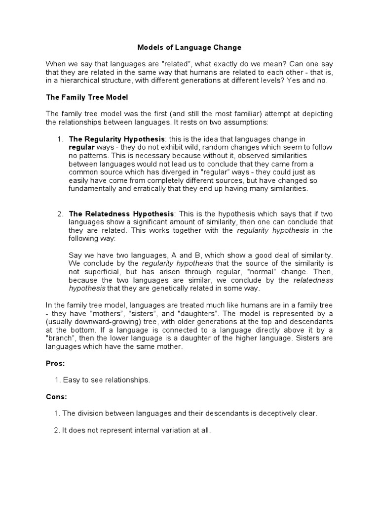 Family Tree and Wave Theory Model | PDF | Linguistics | Syntax