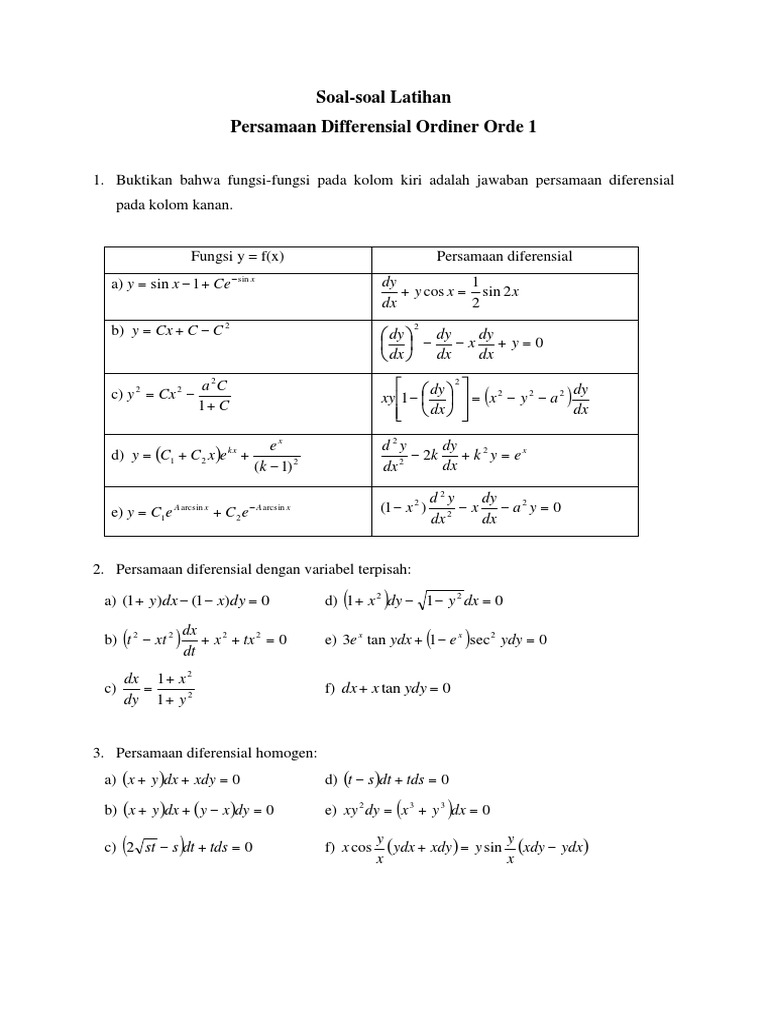 Soal Latihan PDO Orde 1 | PDF